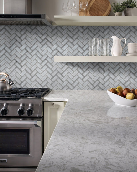 Herringbone 2x4 Glass Subway Tile